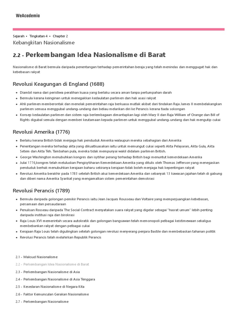 Nota & Latihan Sejarah KSSM Tingkatan 4 Bab 2.2 - WeAcademia (2021) | PDF