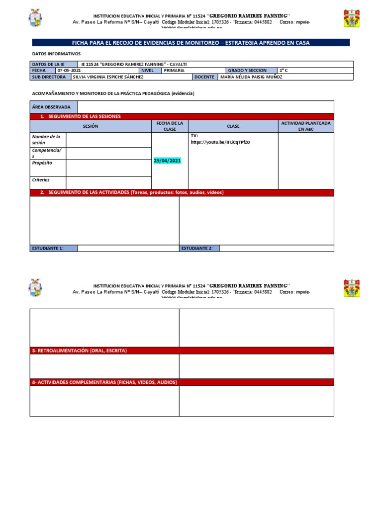 1° C-Ficha Recojo de Evidencia de Aprendizaje | PDF 1° C-Ficha Recojo de Evidencia de Aprendizaje | PDF