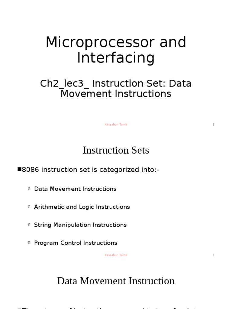 ch2_lec3_8086 Instruction Set_1(Data Movement) | PDF
