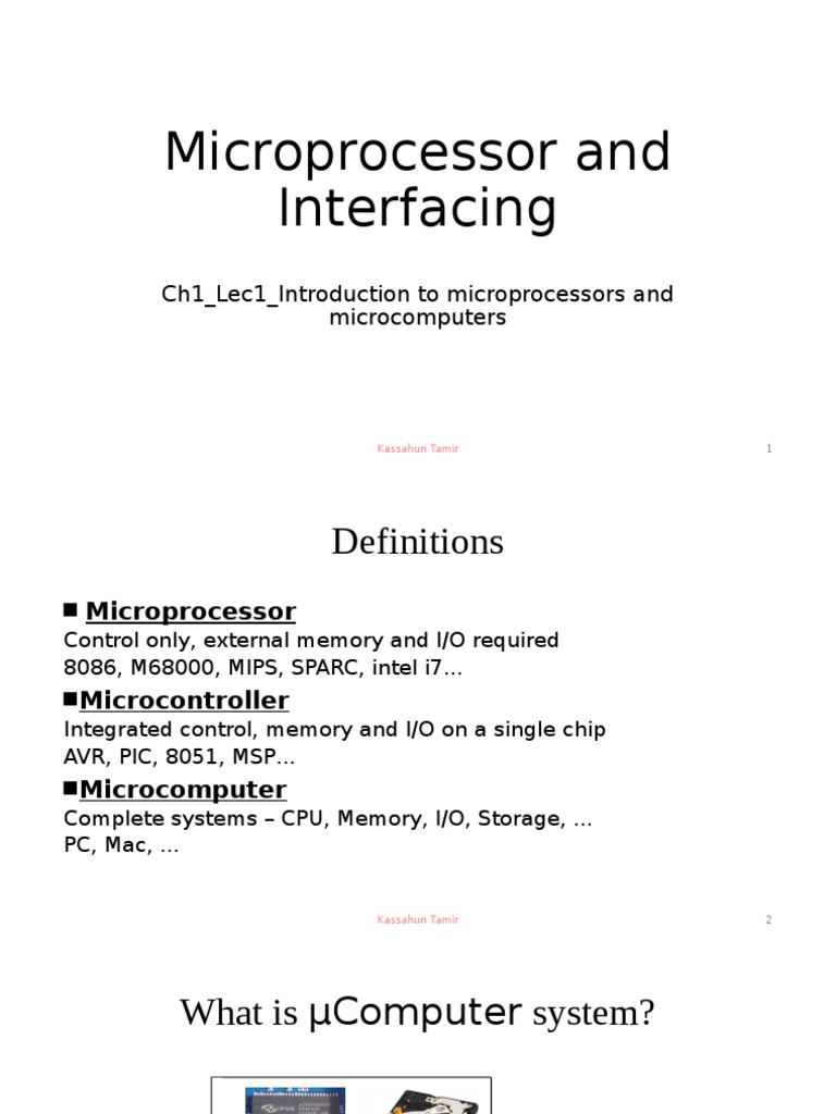Ch1 Lec1 Introduction To Microprocessors And Microcomputers Pdf