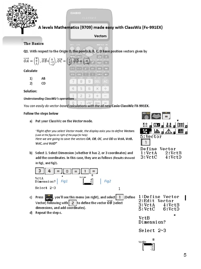 A Level Math Vectors with ClassWiz Guide | PDF | Plane (Geometry ...