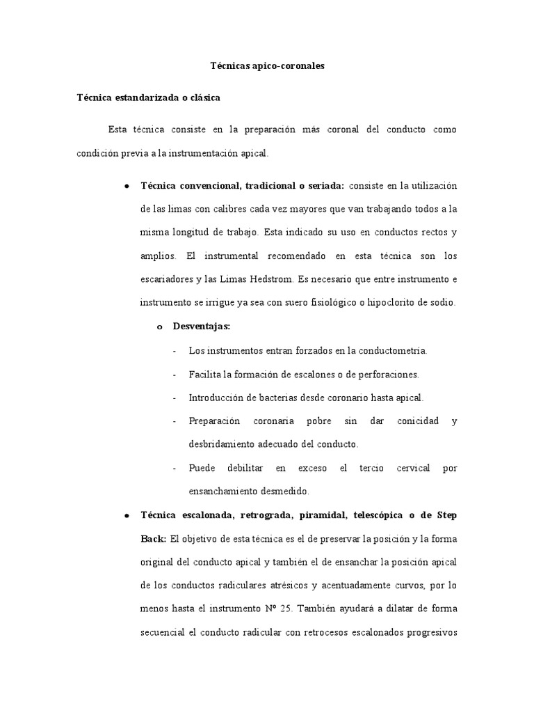 Técnicas Apico-Coronales | PDF