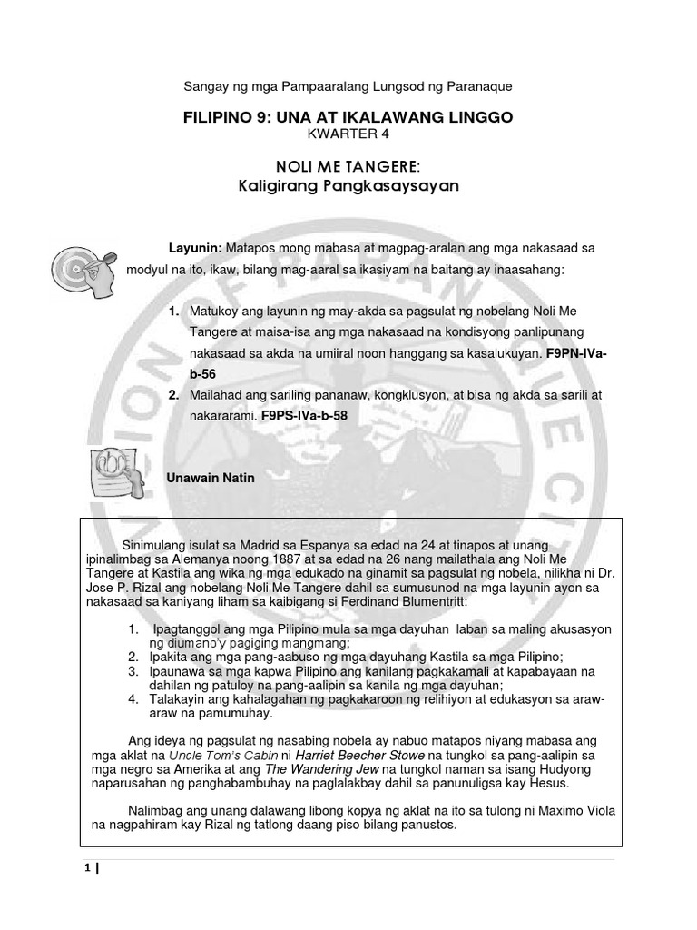 Filipino9 W1-2 4TH Quarter Module | PDF