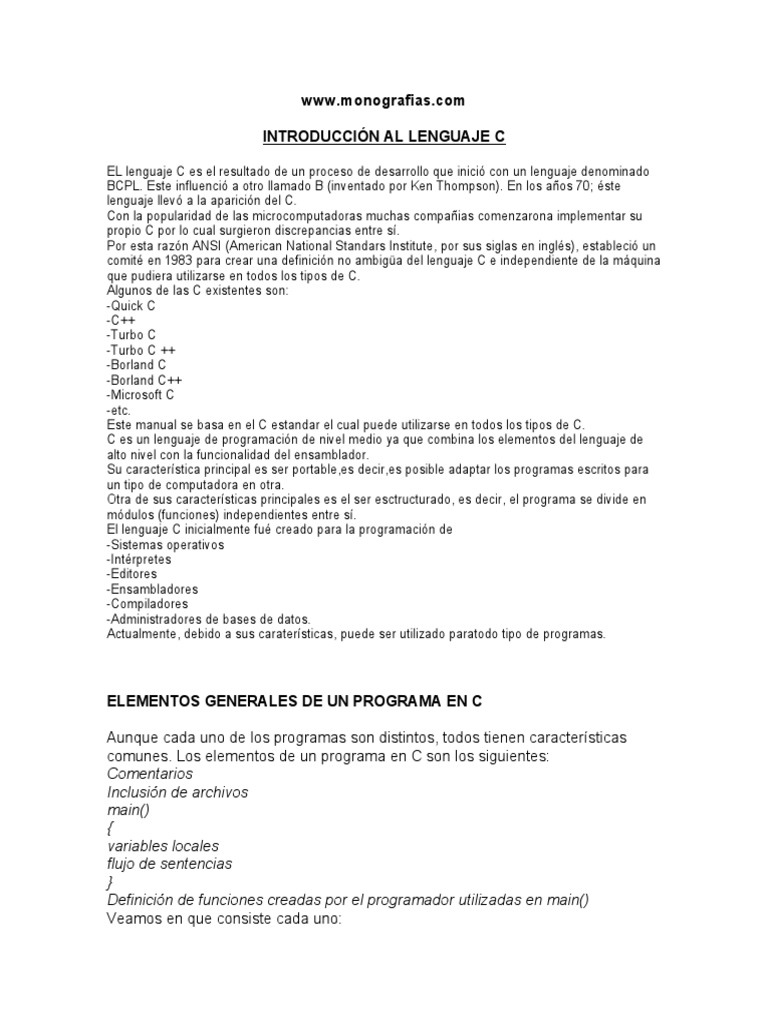 Introc | PDF | C (lenguaje de programación) | Programa de computadora