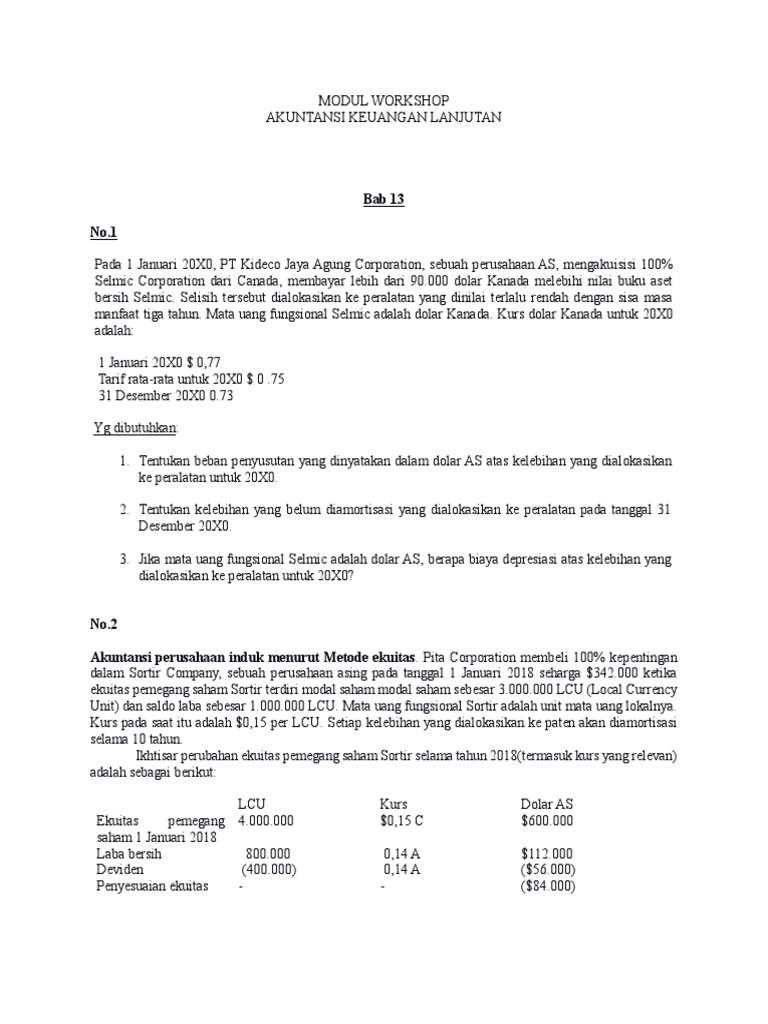 SOAL MODUL WORKSHOP AKL - TM 10 | PDF