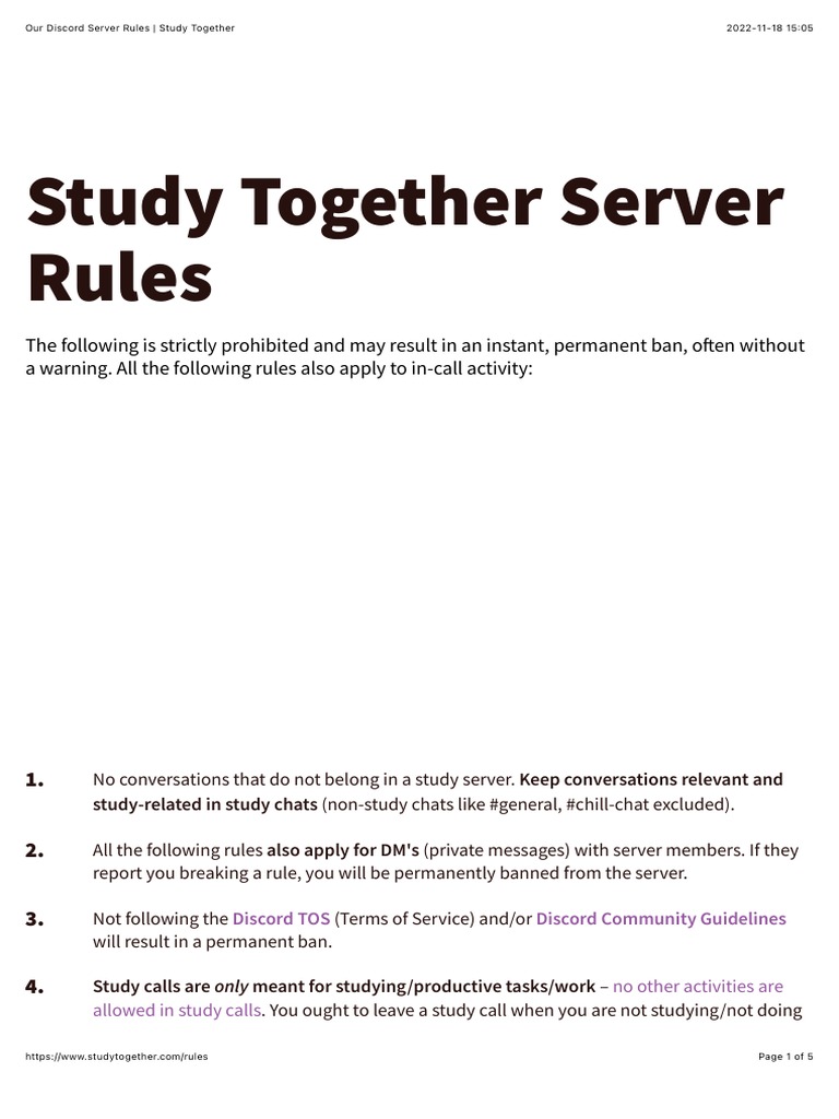 Study Together Server Rules | PDF