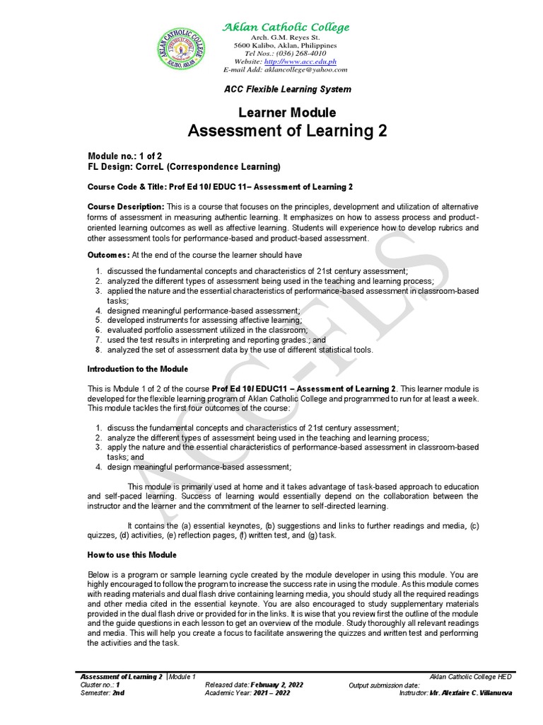 Prof Ed 10 Module 1 | PDF | Educational Assessment | Learning