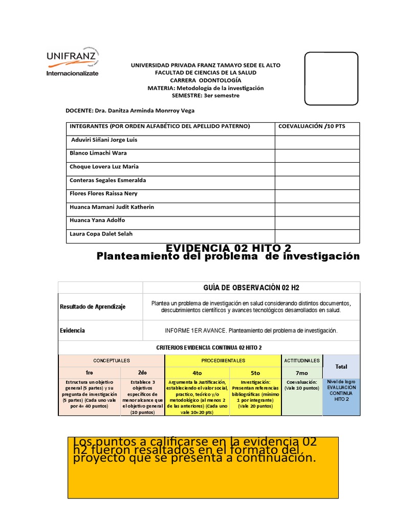 Plantilla Evidencia 02 h2 I.23 | PDF | Estadísticas | Odontología