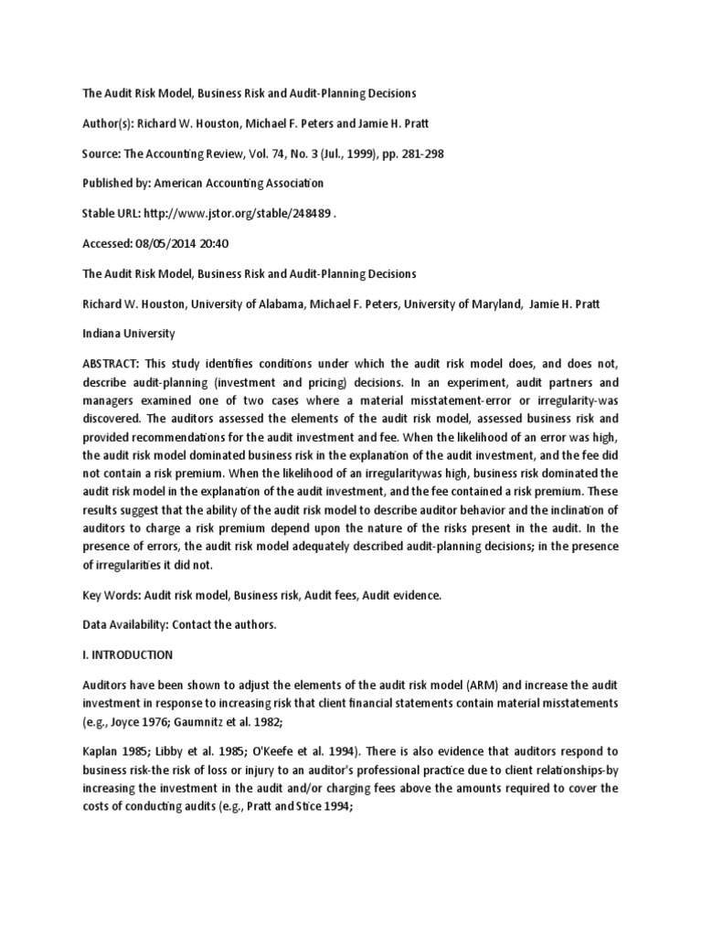 The Audit Risk Model | PDF