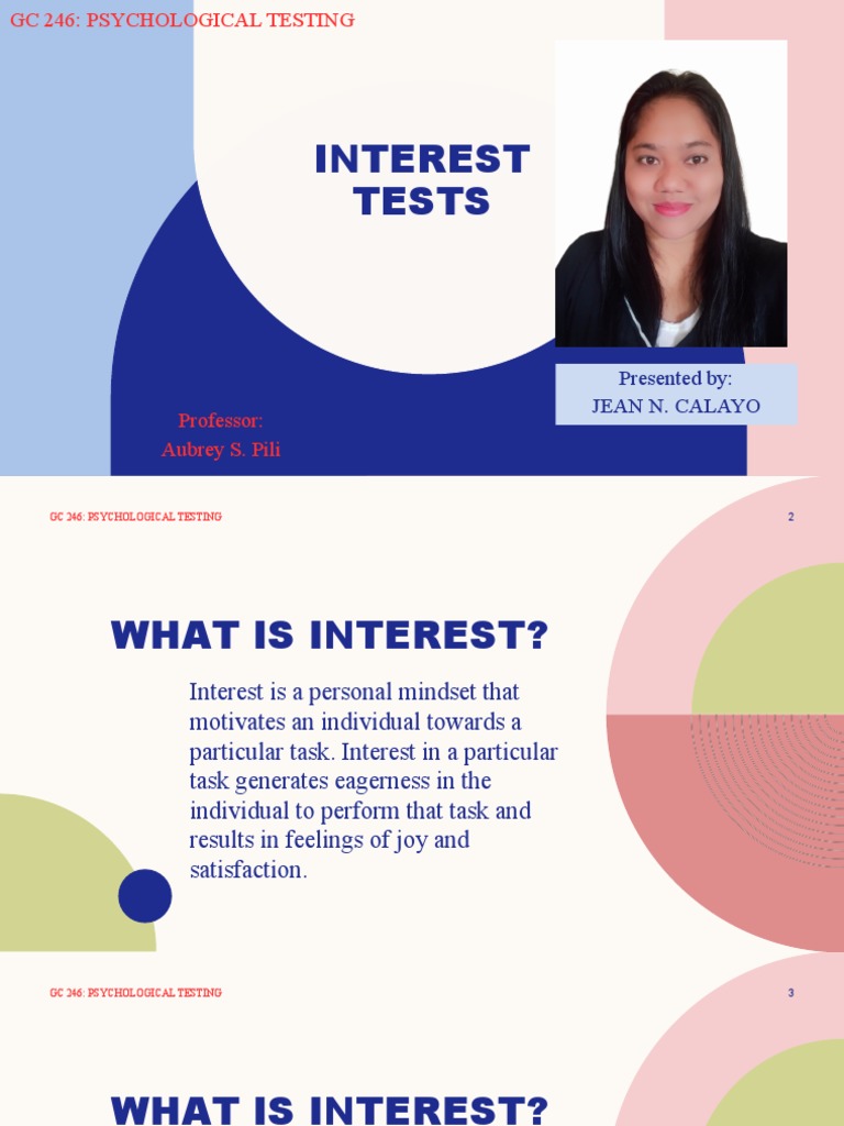 Interest Test by JEAN CALAYO | PDF | Psychological Testing | Psychology