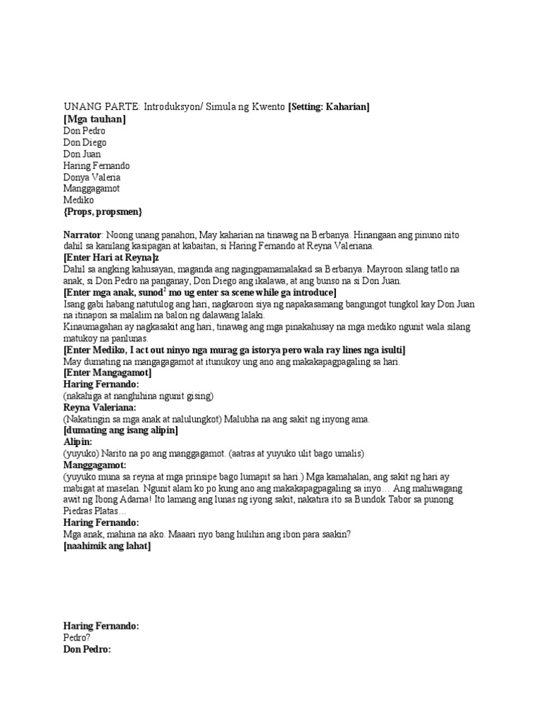 Ibong Adarna Script | PDF