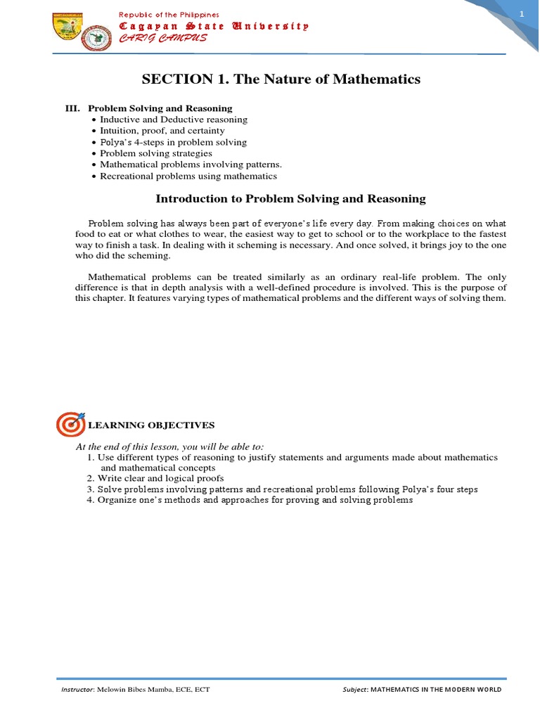Lesson 3 - Problem Solving and Reasoning | PDF