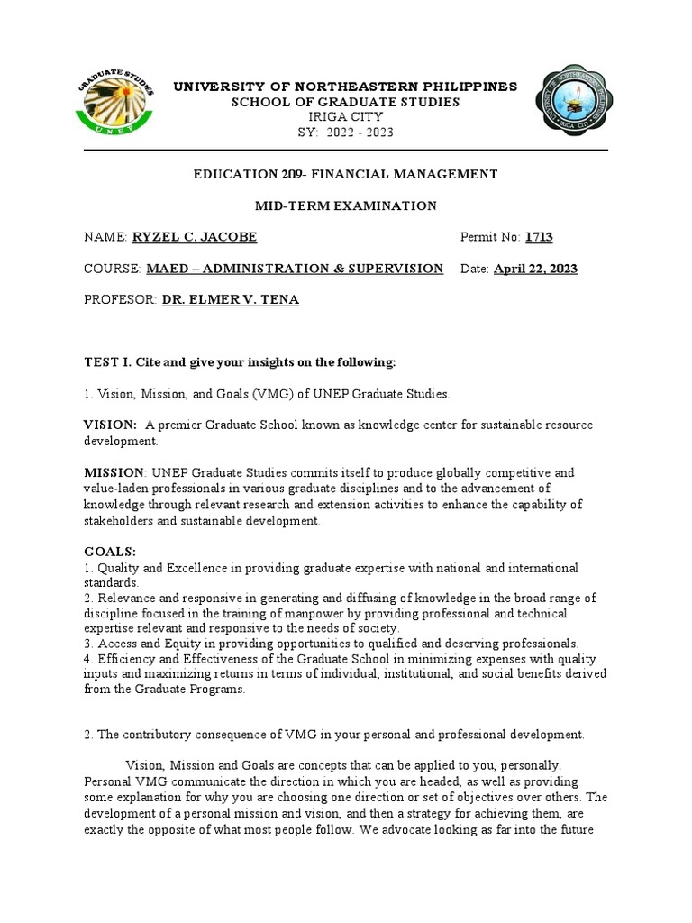 JACOBE Ryzel-Mid-Term Exam Financial Management | PDF | Partnership ...