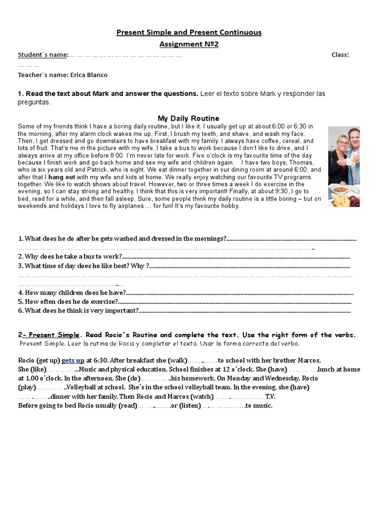 Present Simple and Continuous Assignment | PDF