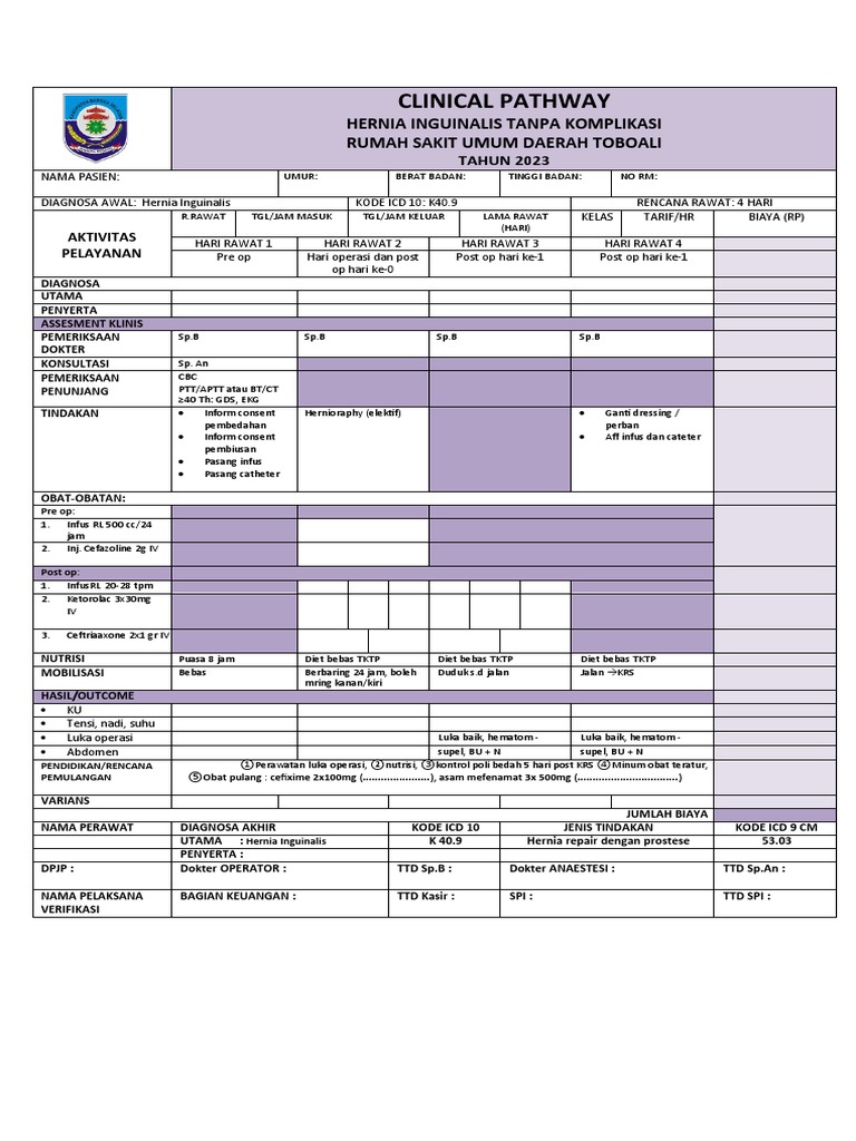 Clinical Pathway Hernia Inguinalis | PDF