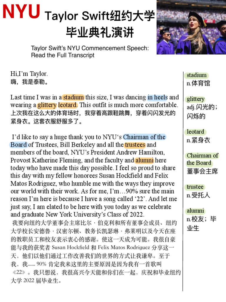 Taylor Swift's NYU Commencement Speech | PDF