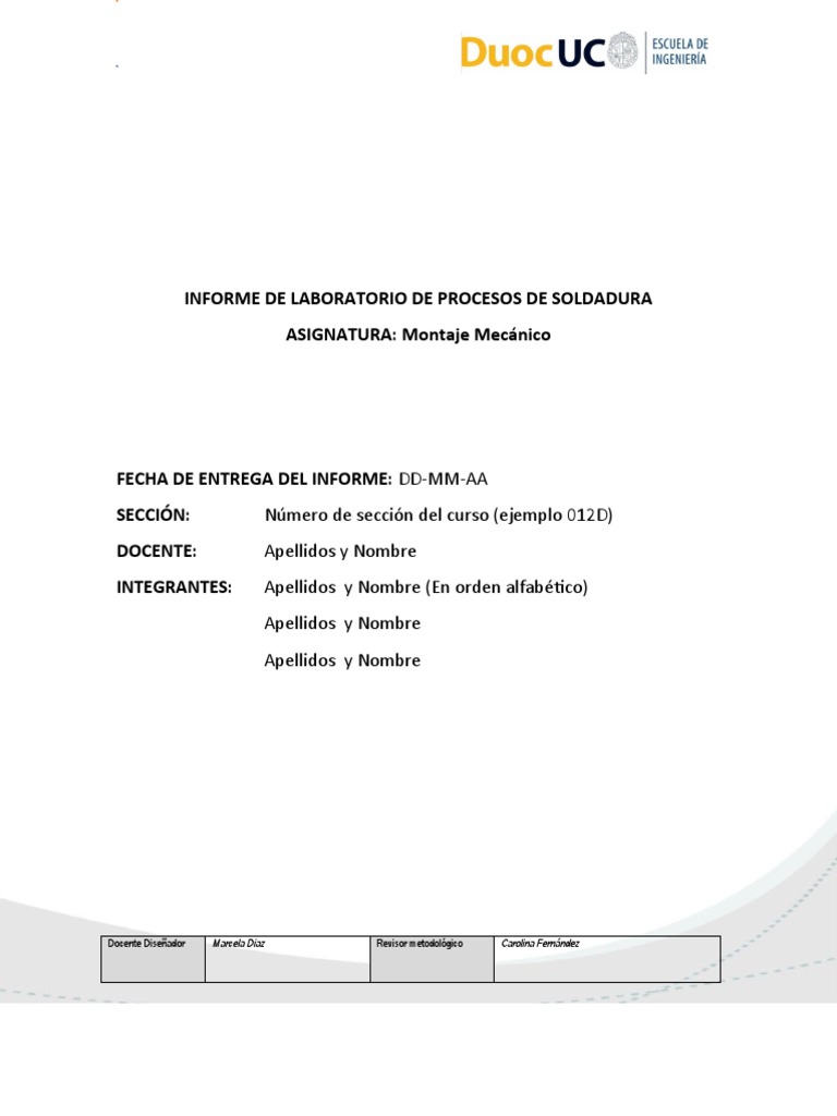 1 1 3 Formato Informe Tecnico | PDF | Soldadura | Construcción