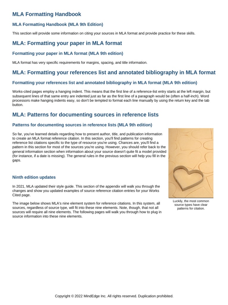 MLA Formatting Handbook | PDF | Citation | Encyclopedias