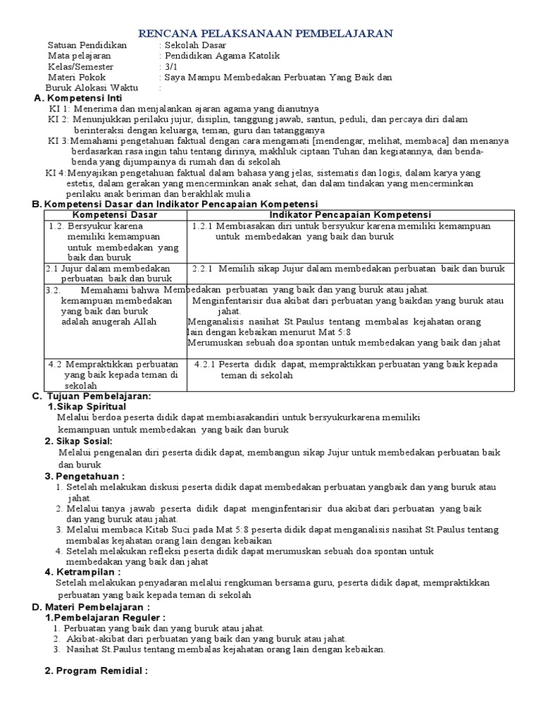 RPP 2 Kelas 3 SD Semester Ganjil | PDF