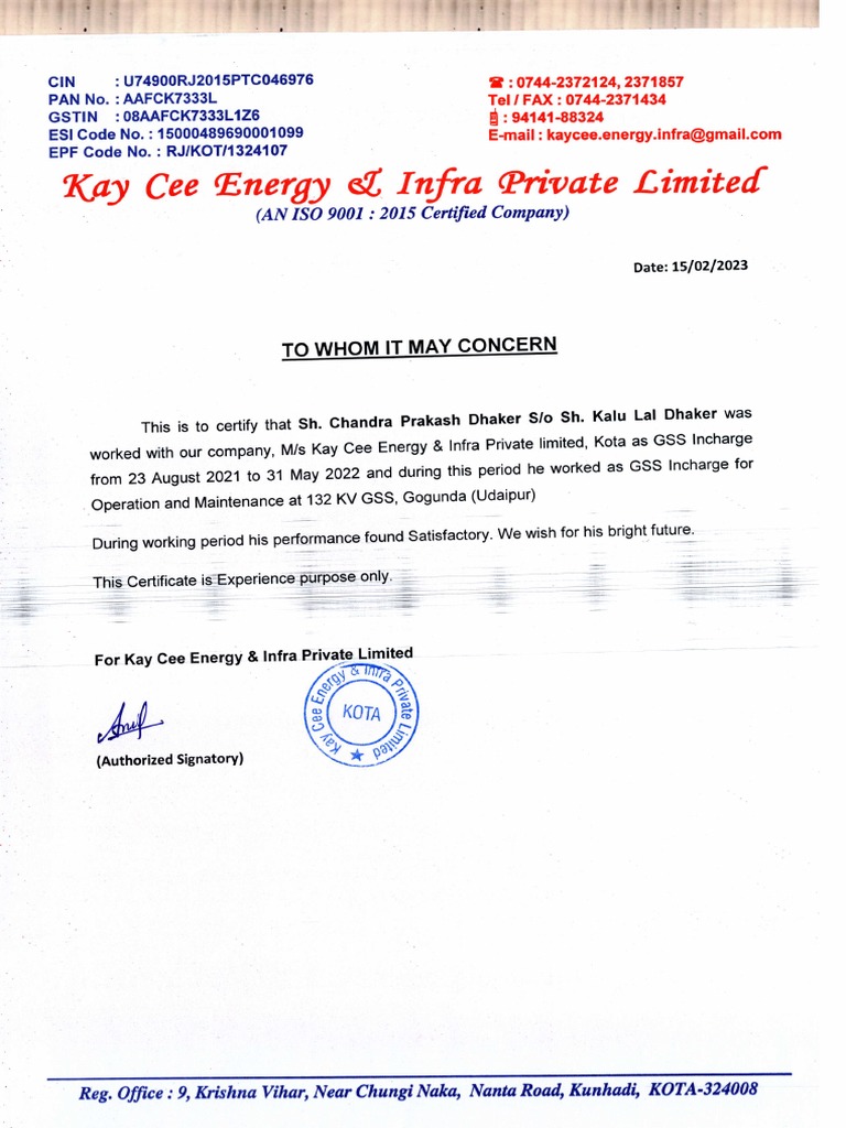 Experience Certificate | PDF