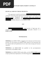 Sample - Probationary Employment Agreement | PDF | Indemnity | Business Law