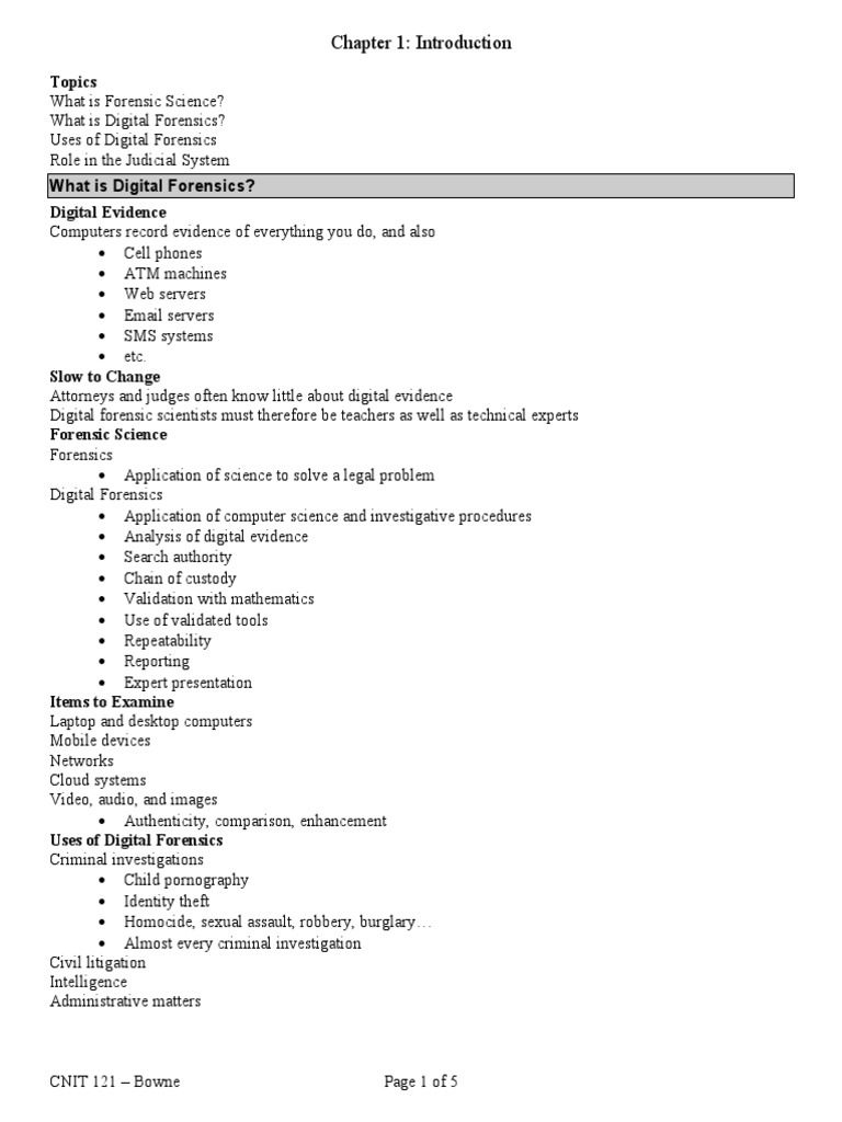 CH 01 | PDF | Digital Forensics | Computer Forensics