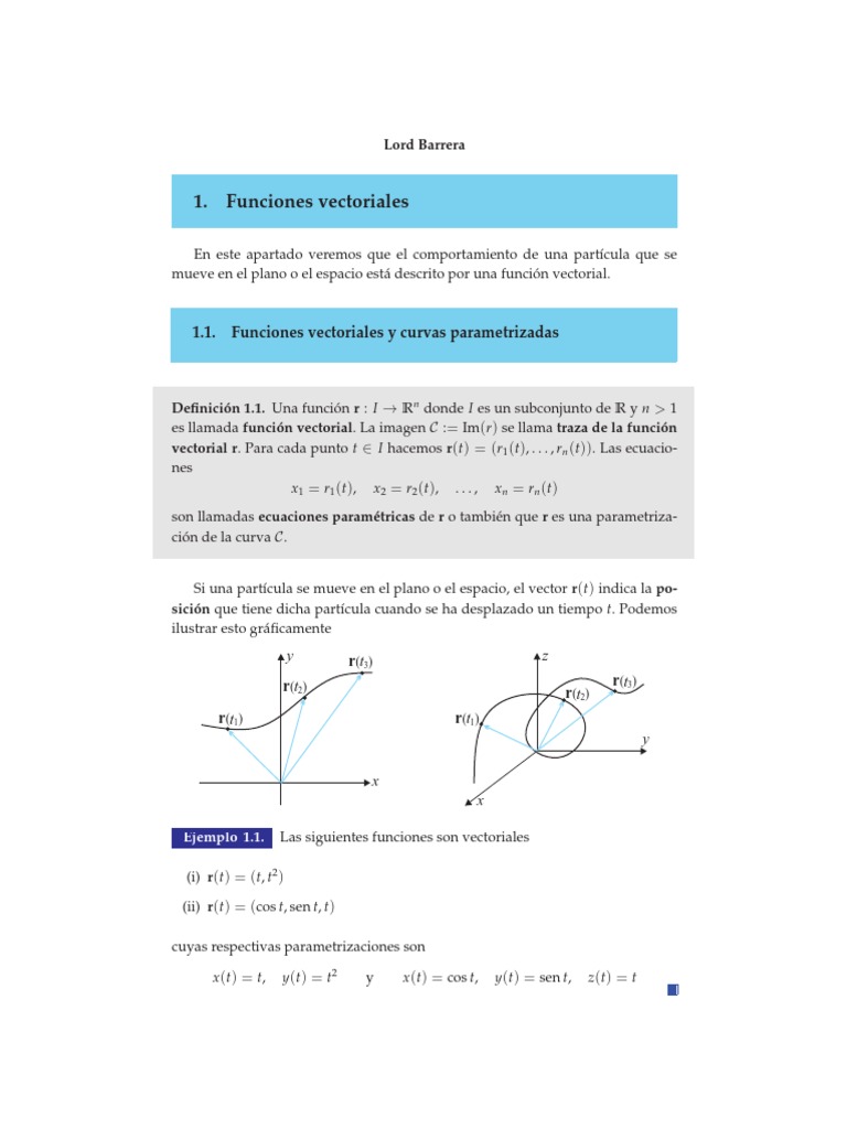 Funciones Vectoriales - Definición - Curvas Parametrizadas | PDF | Curva | Vector Euclidiano