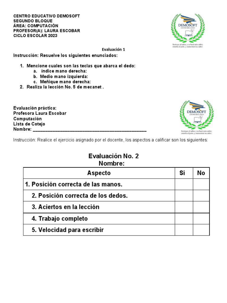 Evaluaciones Del 2do Bloque Computación | PDF | Evaluación | Informática