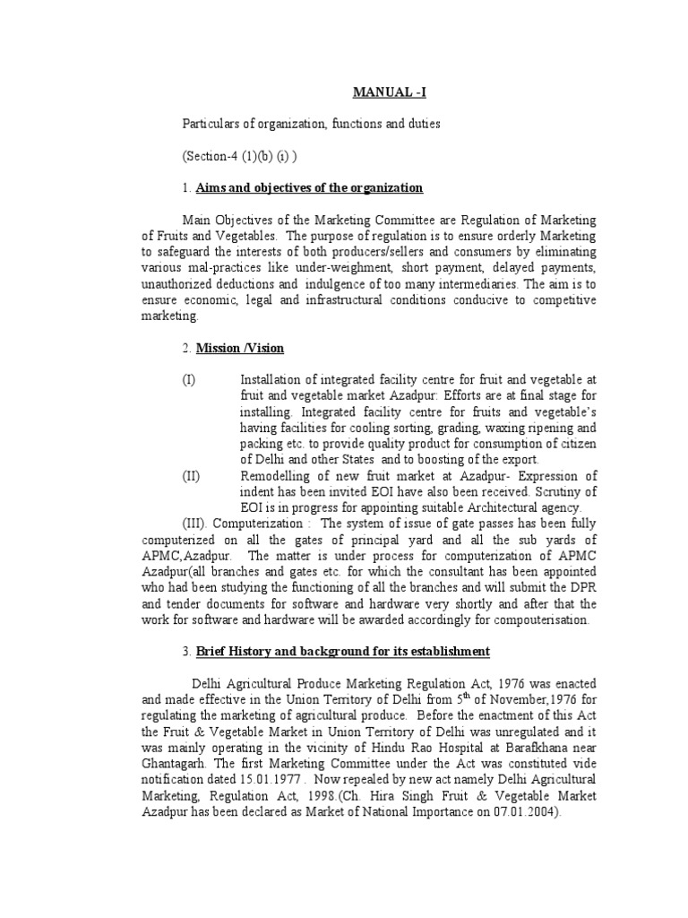 RTI Information of APMC Azadpur | PDF | Business | Business Economics