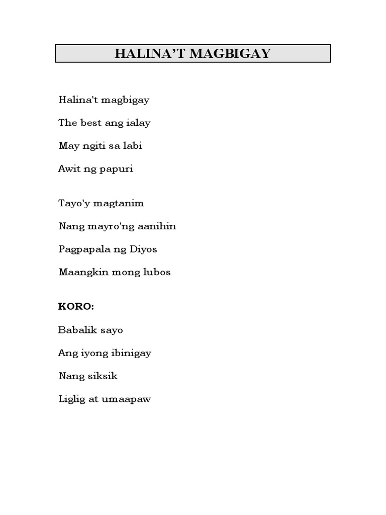 Halina't Magbigay | PDF