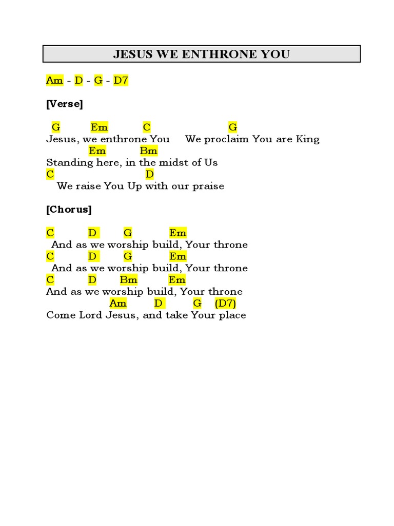 Jesus We Enthrone You | PDF