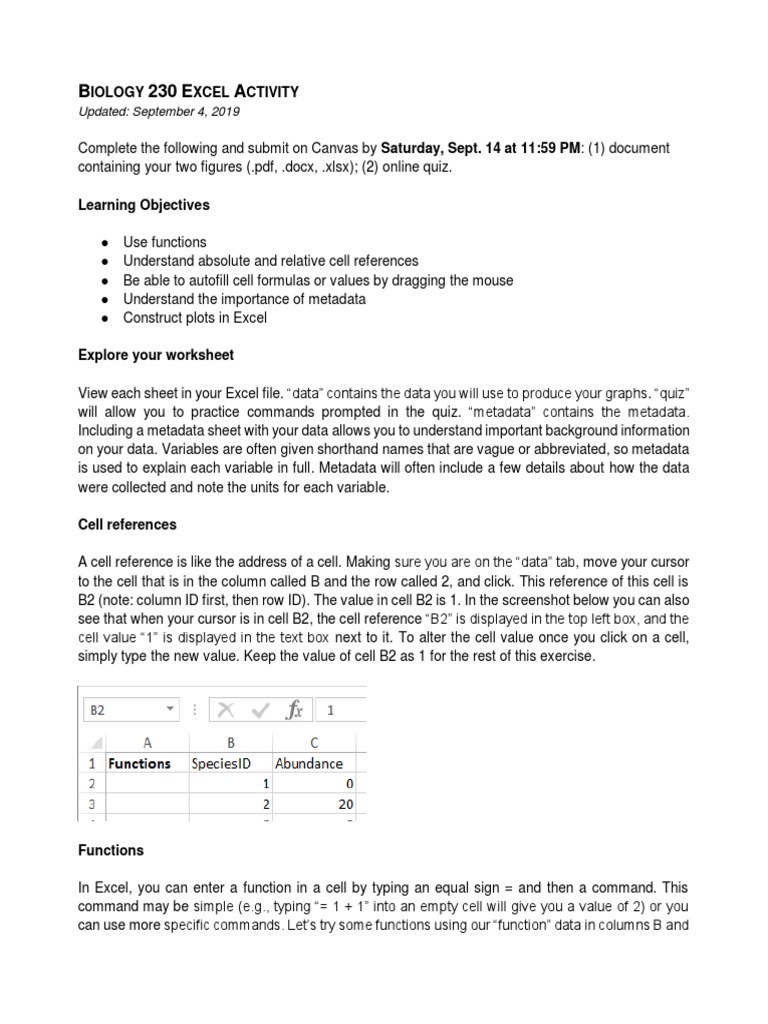 Biol 230 Excel Learning Activity 2019 | PDF Biol 230 Excel Learning Activity 2019 | PDF