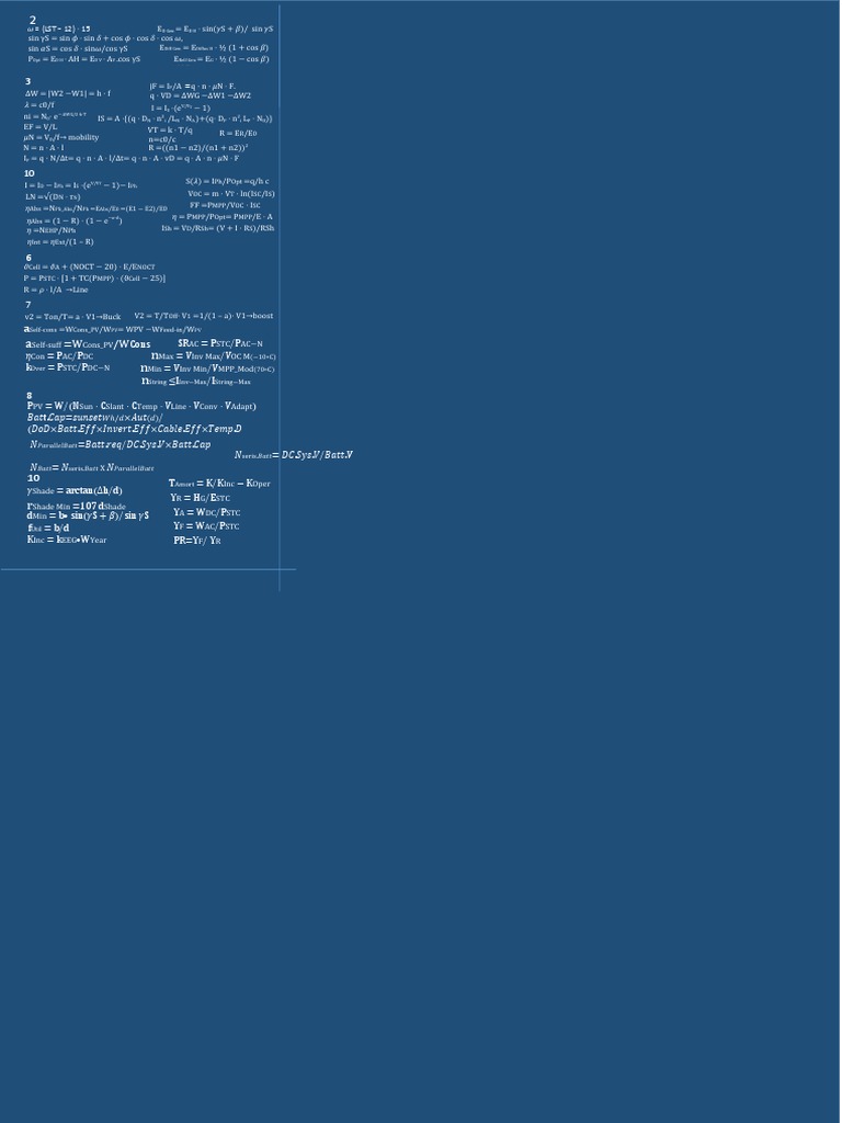 Cheat Sheet Solar | PDF