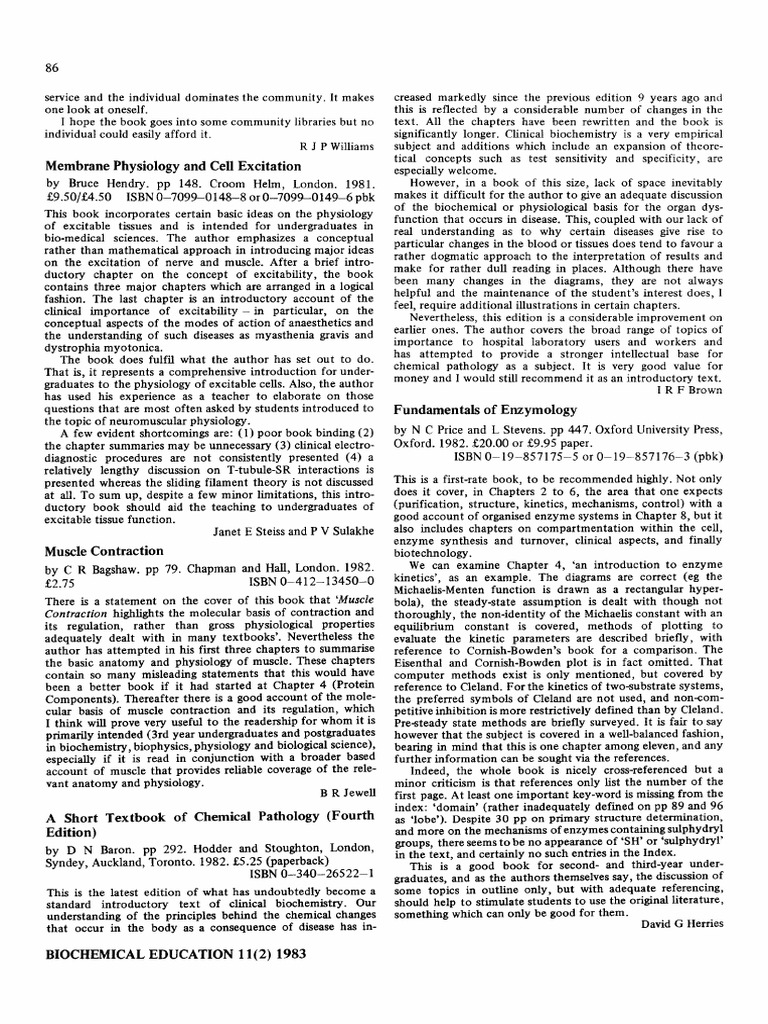 Biochemical Education - April 1983 - Brown - A Short Textbook of ...