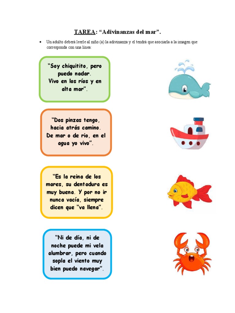 Adivinanzas del Mar para Niños | PDF