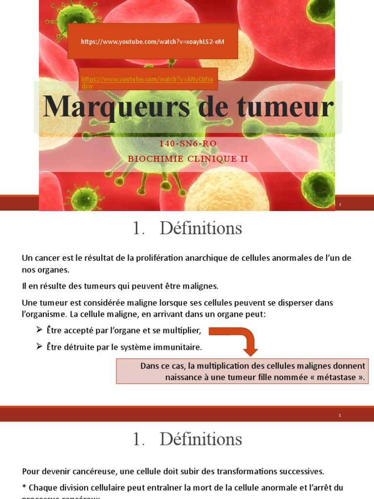 Marqueurs de tumeur : définitions et applications | PDF | Cancer ...