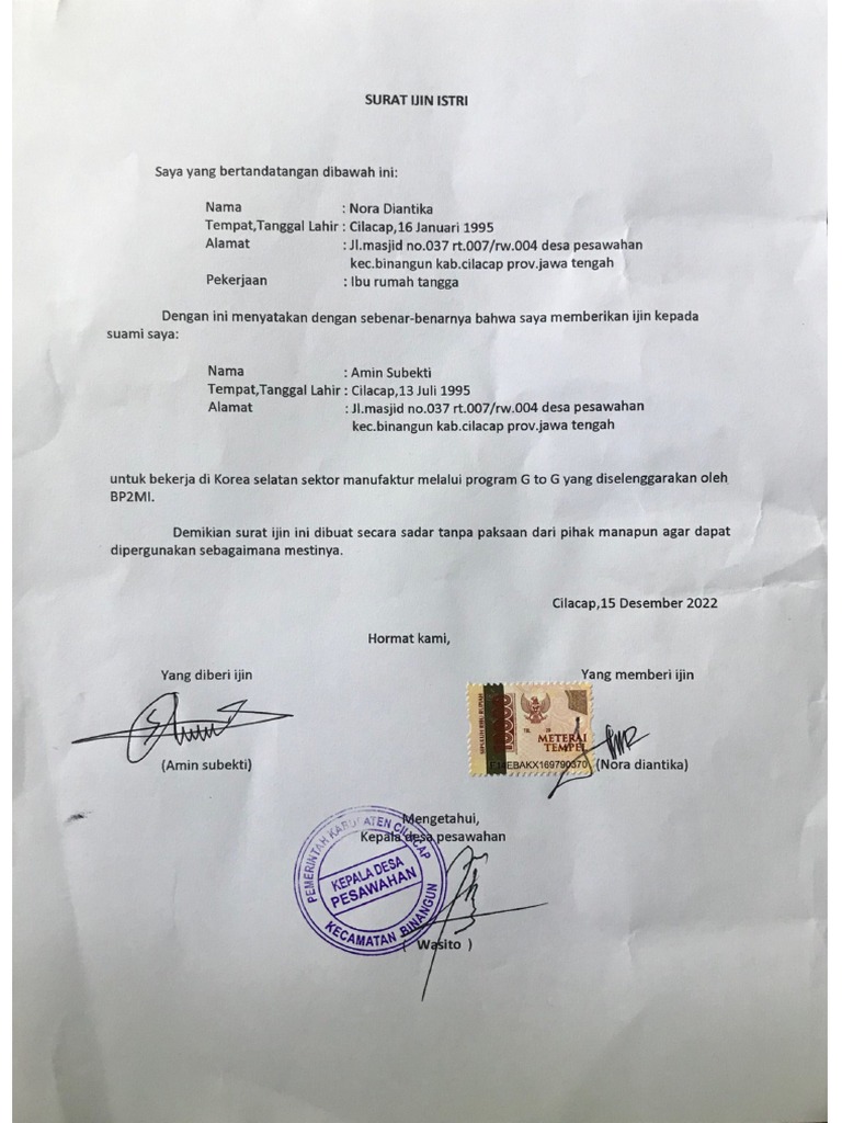 Surat Ijin Istri | PDF