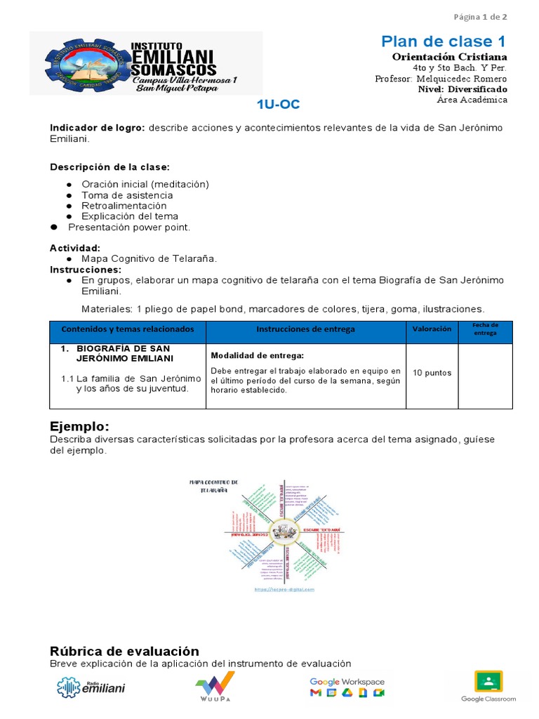 Plan de Clase 1 OC | PDF | Evaluación | Cognición