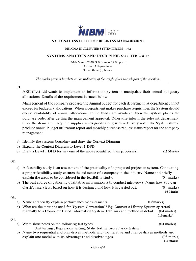 DCSD 19.1F Systems Analysis and Design | PDF | Feasibility Study | System