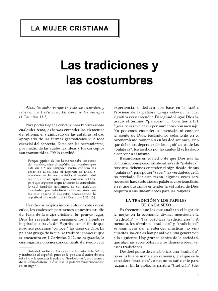 Las Tradiciones y Las Costumbres | PDF