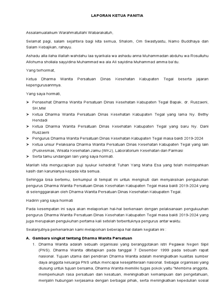 Draft Laporan Ketua Panitia | PDF | Gaya Hidup