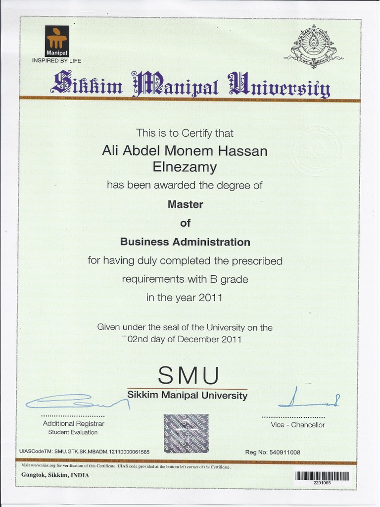 Dokumen - Tips Mba Certificate Original | PDF