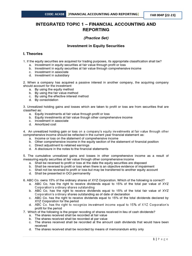 Integrated Topic 1 (Far-004a) | PDF | Investing | Fair Value