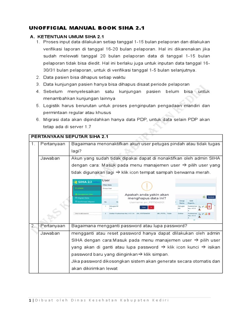 Panduan Penggunaan SIHA 2.1 | PDF