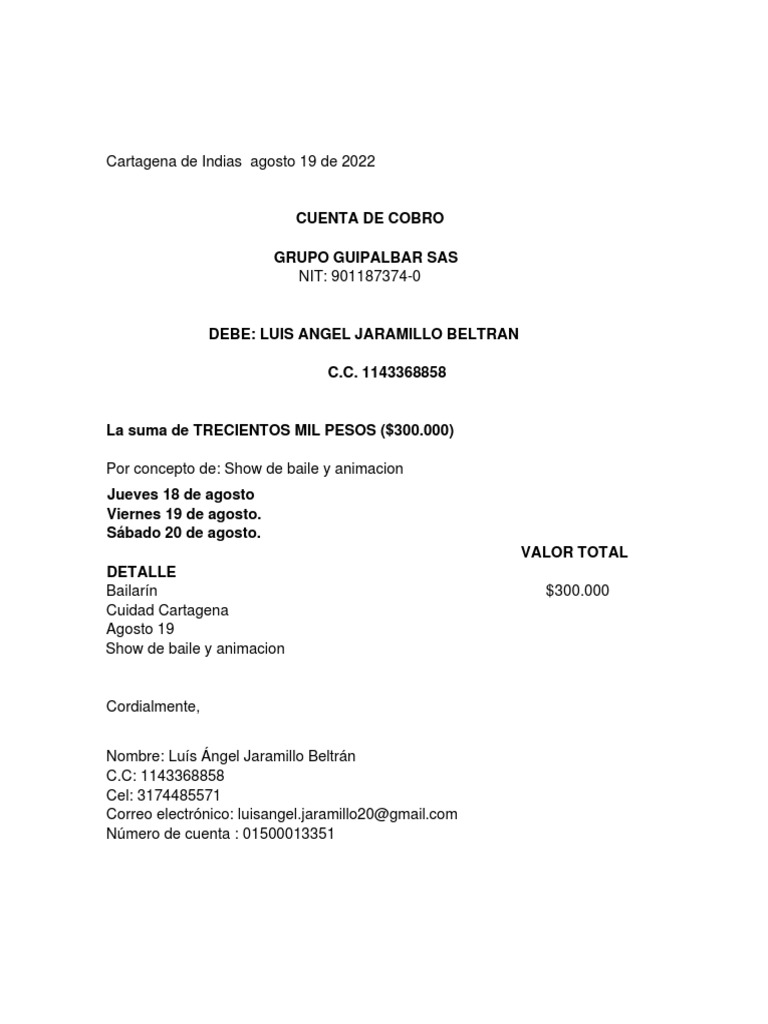 002 Cuenta de Cobro-1 | PDF