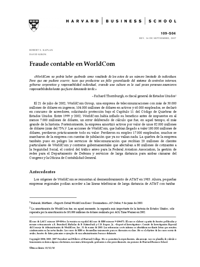 Accounting Fraud at WorldCom | PDF | Auditoría | Contabilidad