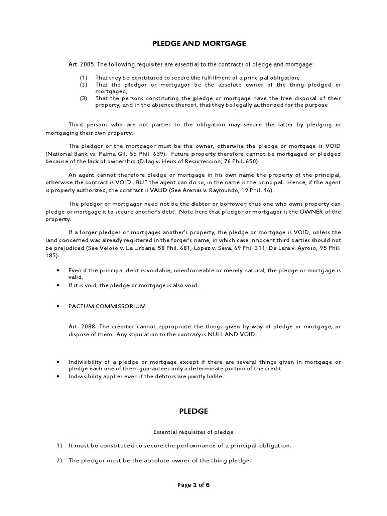 LECTURE - Pledge and Mortgage | PDF