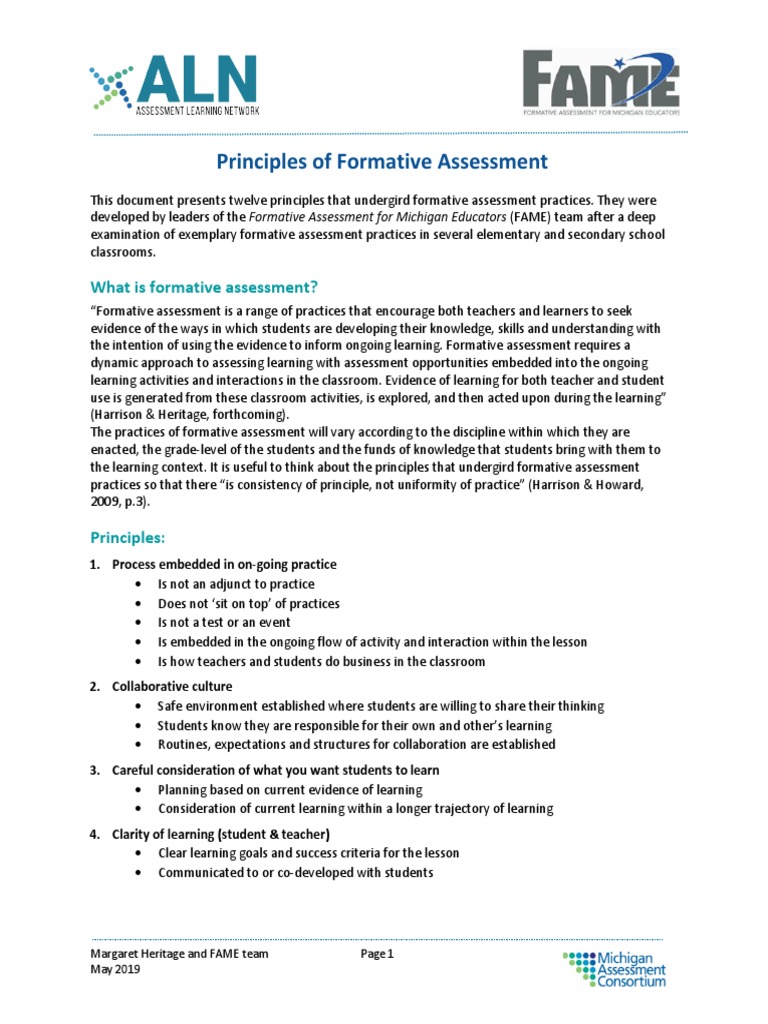 Principles of Formative Assessment Aln | PDF | Educational Assessment | Learning