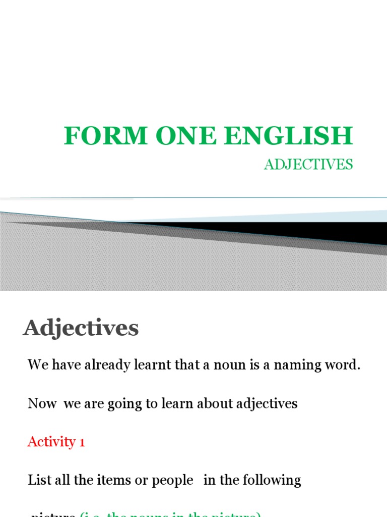 ADJECTIVES Form 1 | PDF