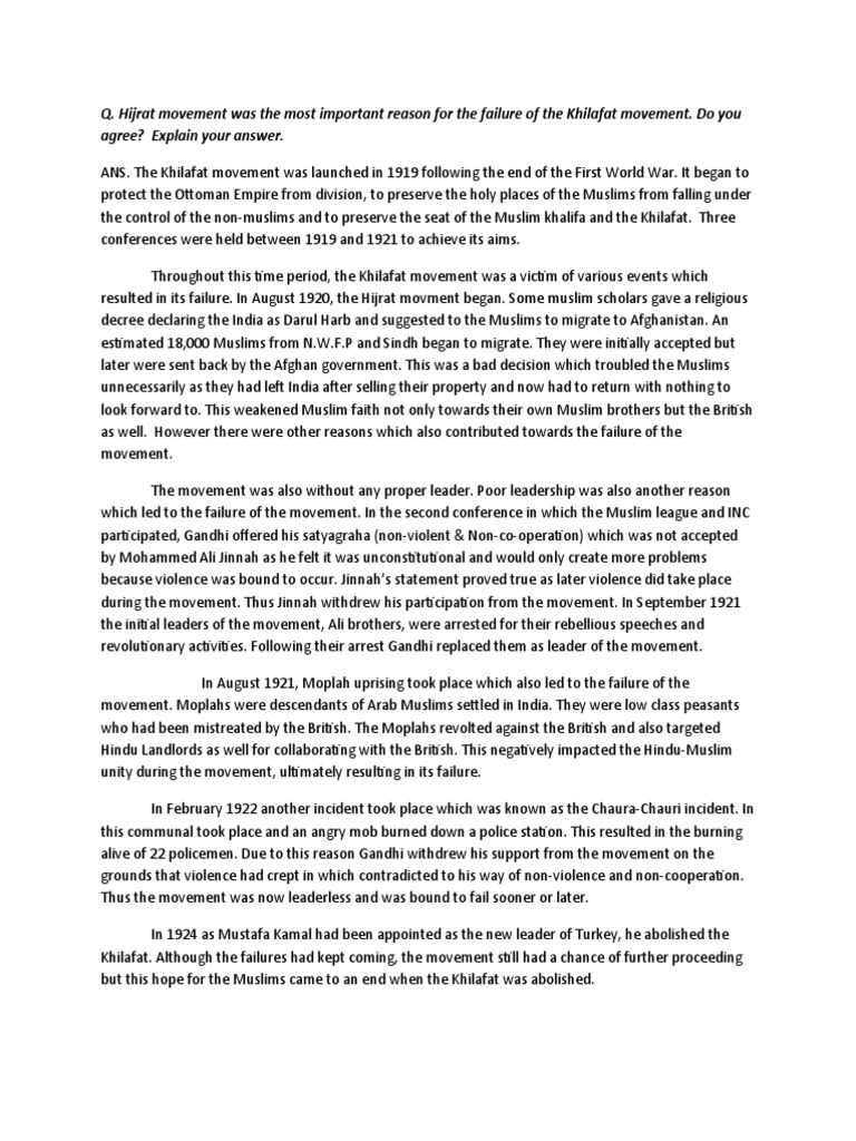 Khilafat Movement's 14 Mark Question | PDF | Caliphate | Muhammad Ali ... Khilafat Movement's 14 Mark Question | PDF | Caliphate | Muhammad Ali ...